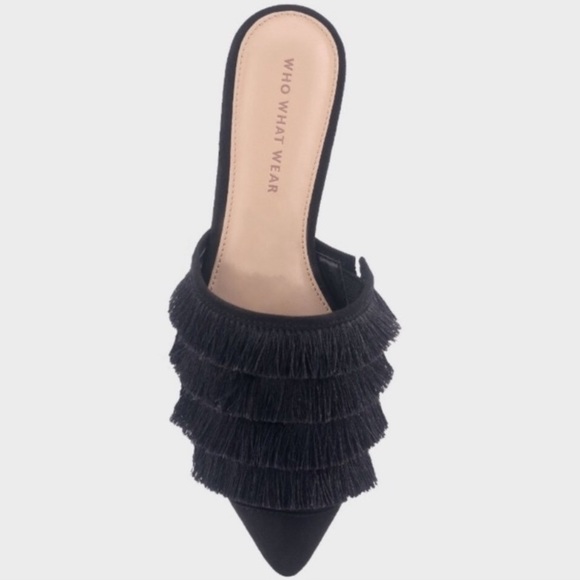 Who What Wear | Shoes | Www Chic Fringe Tier Pointed Toe Mule Satin ...